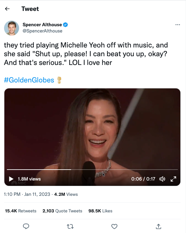 Michelle Yeoh at the Golden Globes | Spencer Althouse | ACMI collection ...