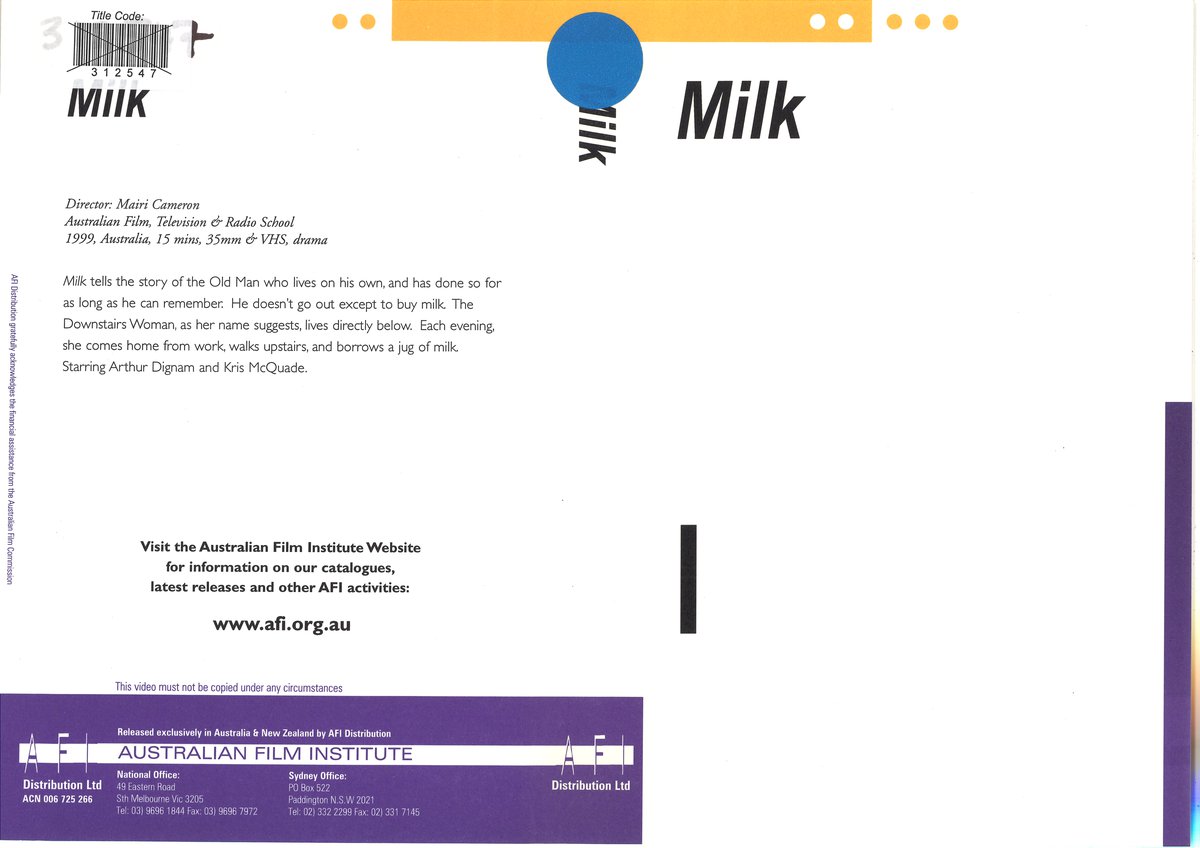 Milk [Widescreen] | Mairi Cameron | 1999 | ACMI collection | ACMI: Your museum of screen culture