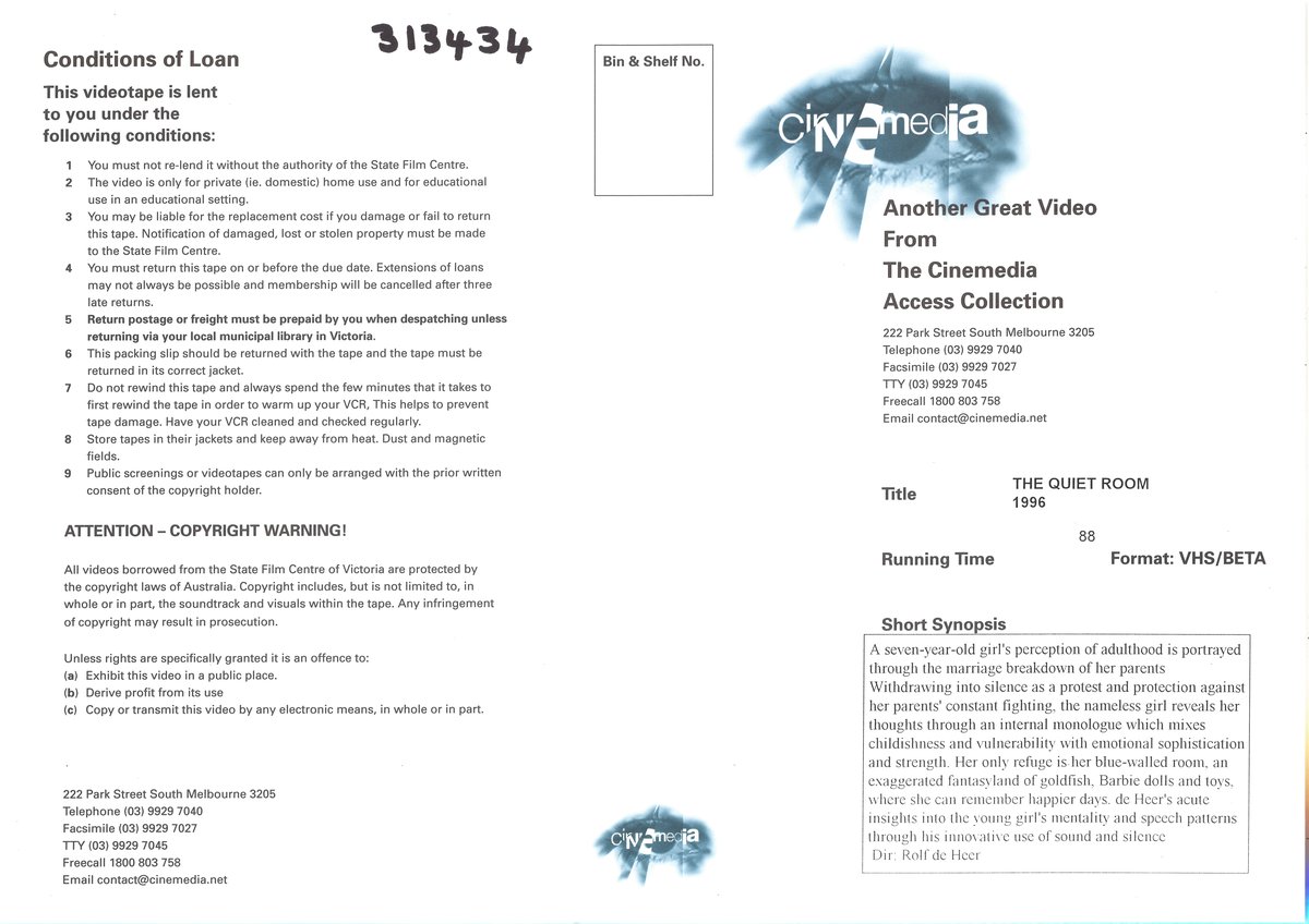 The Quiet room | Rolf De Heer | 1996 | ACMI collection | ACMI: Your ...