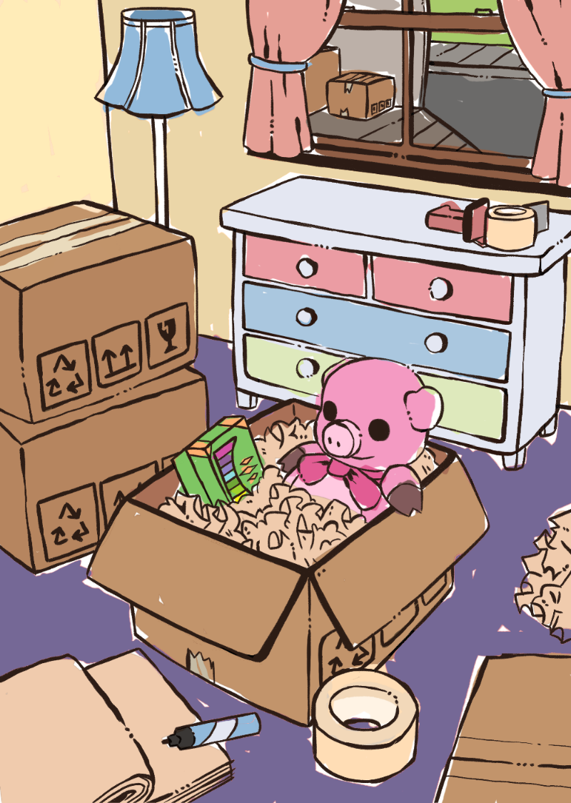 Pig in box concept art from Unpacking 2/3 | 2017 | ACMI collection ...